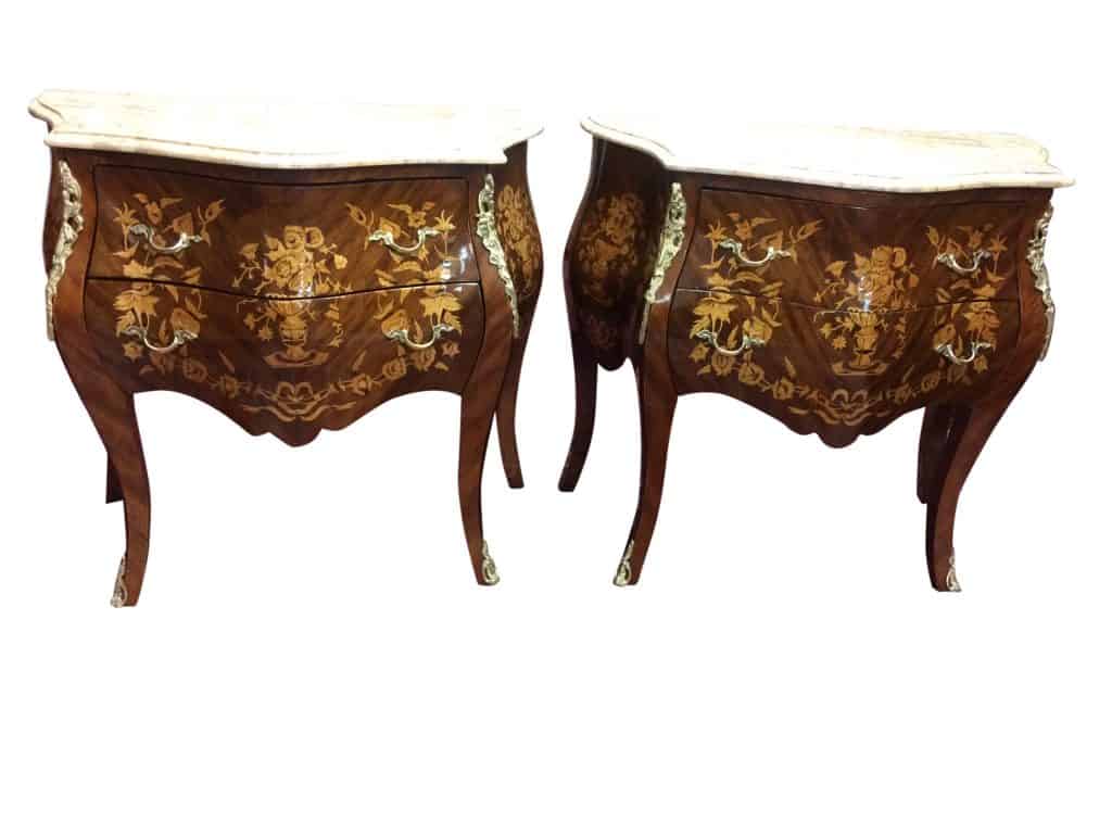 Vintage Bombe Chest, Marble Top, French Country Style Furniture