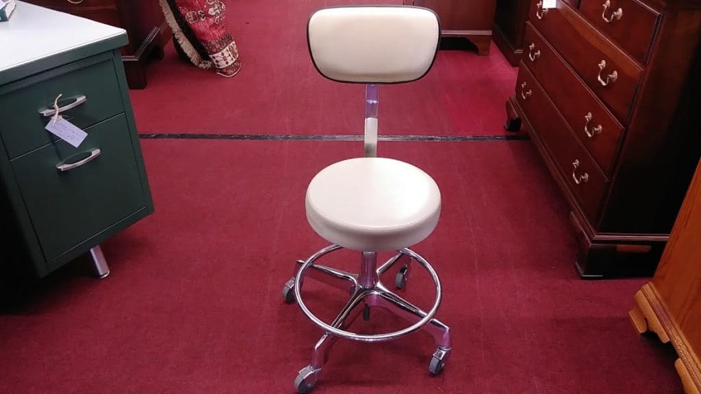 Vintage Mid-Century Modern Industrial Stool, Adjustable Caster
