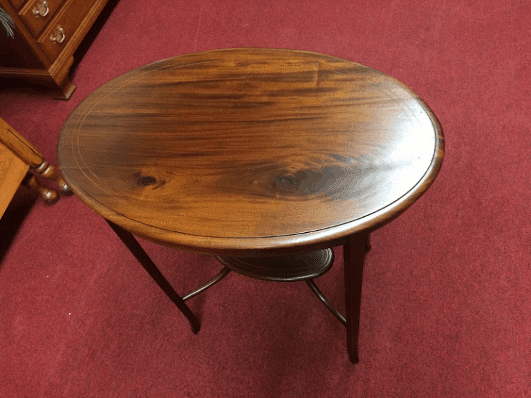 Vintage Oval Side Table, Solid Wood Furniture
