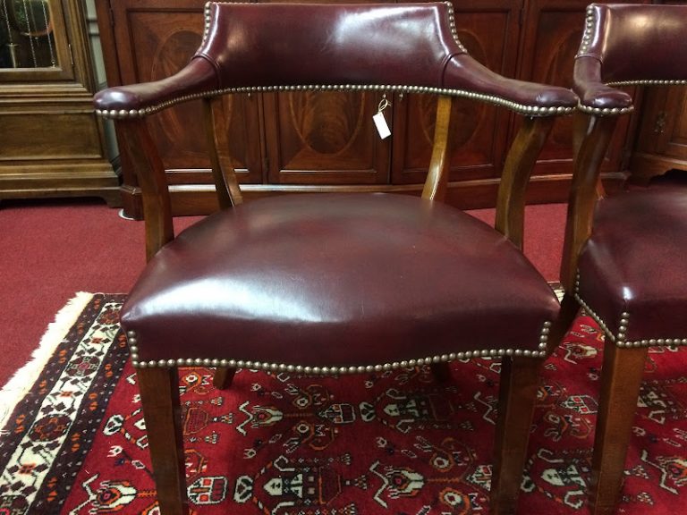 Vintage Leather Style Bankers' Chairs, The Pair