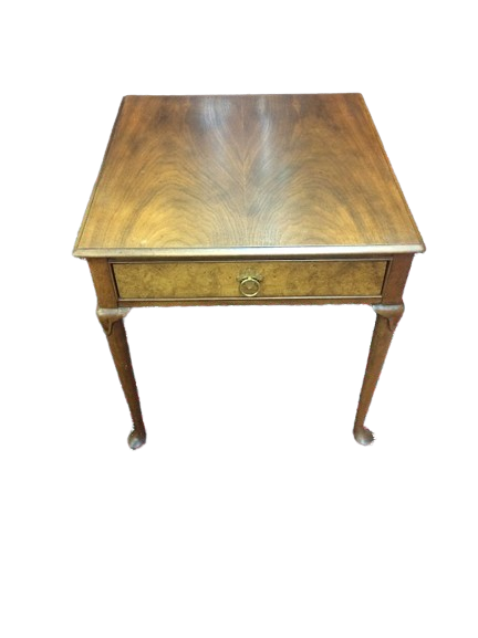Vintage End Table, Baker Furniture, Burl Walnut Table