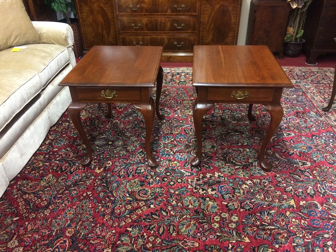 Vintage End Tables, Pair of Cherry End Tables, Colonial Furniture Company